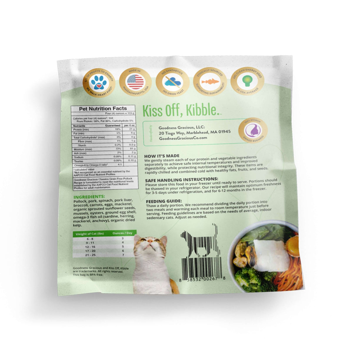 Pollock Gently Cooked Meals for Cats Human Grade - Goodness Gracious