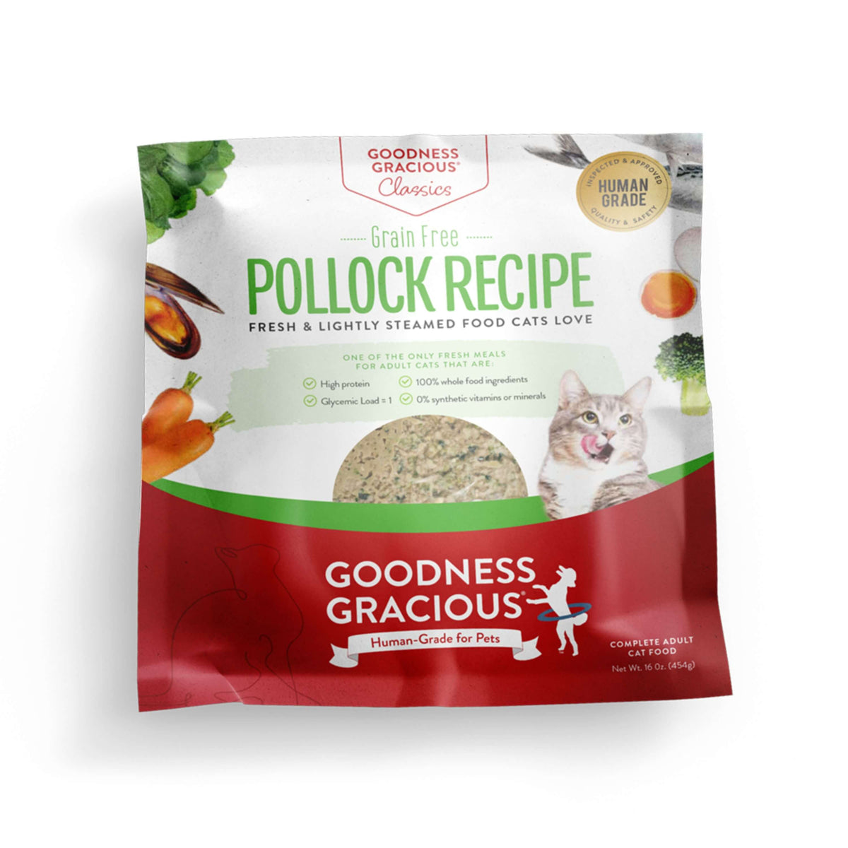 Pollock Gently Cooked Meals for Cats Human Grade - Goodness Gracious